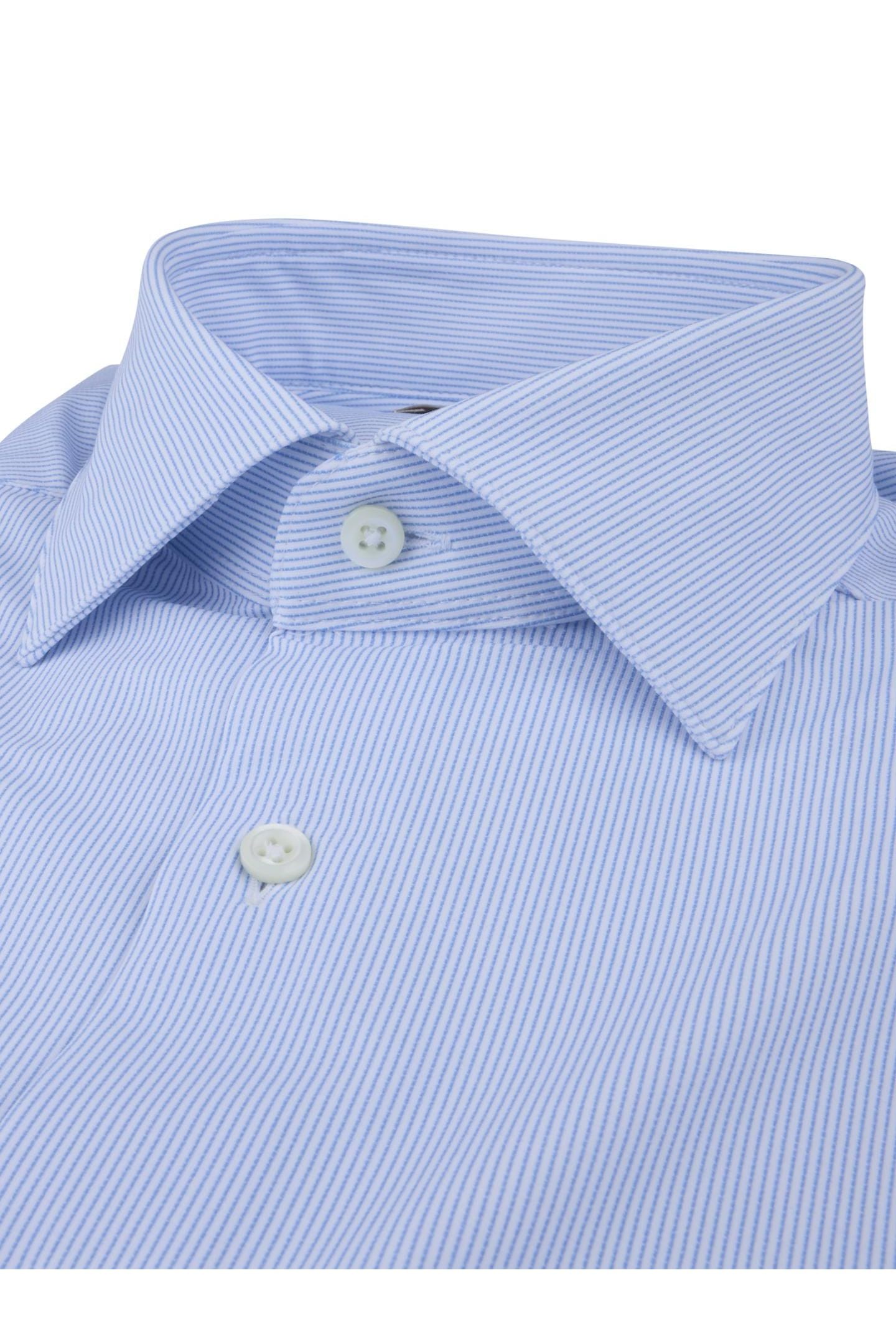 Stenströms Slimline Jersey shirt lichtblauw, Gestreept | Overhemden.com