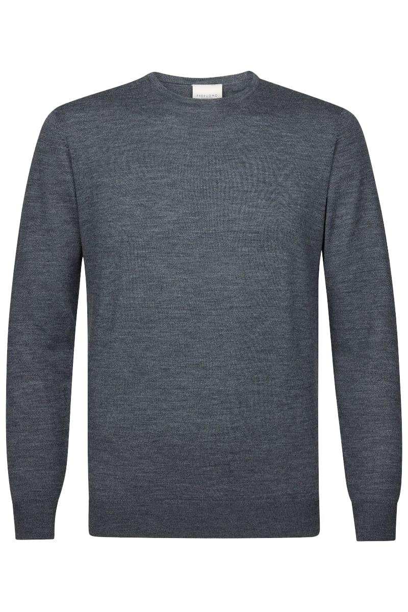 Profuomo Regular Fit Herren Pullover Rundhals anthrazit | Businesshemden.com