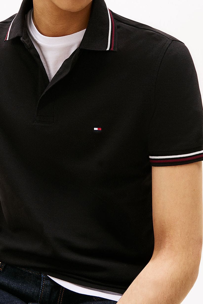 Tommy Hilfiger Slim Fit polo shirt black, One Colour | Businesshemden.com