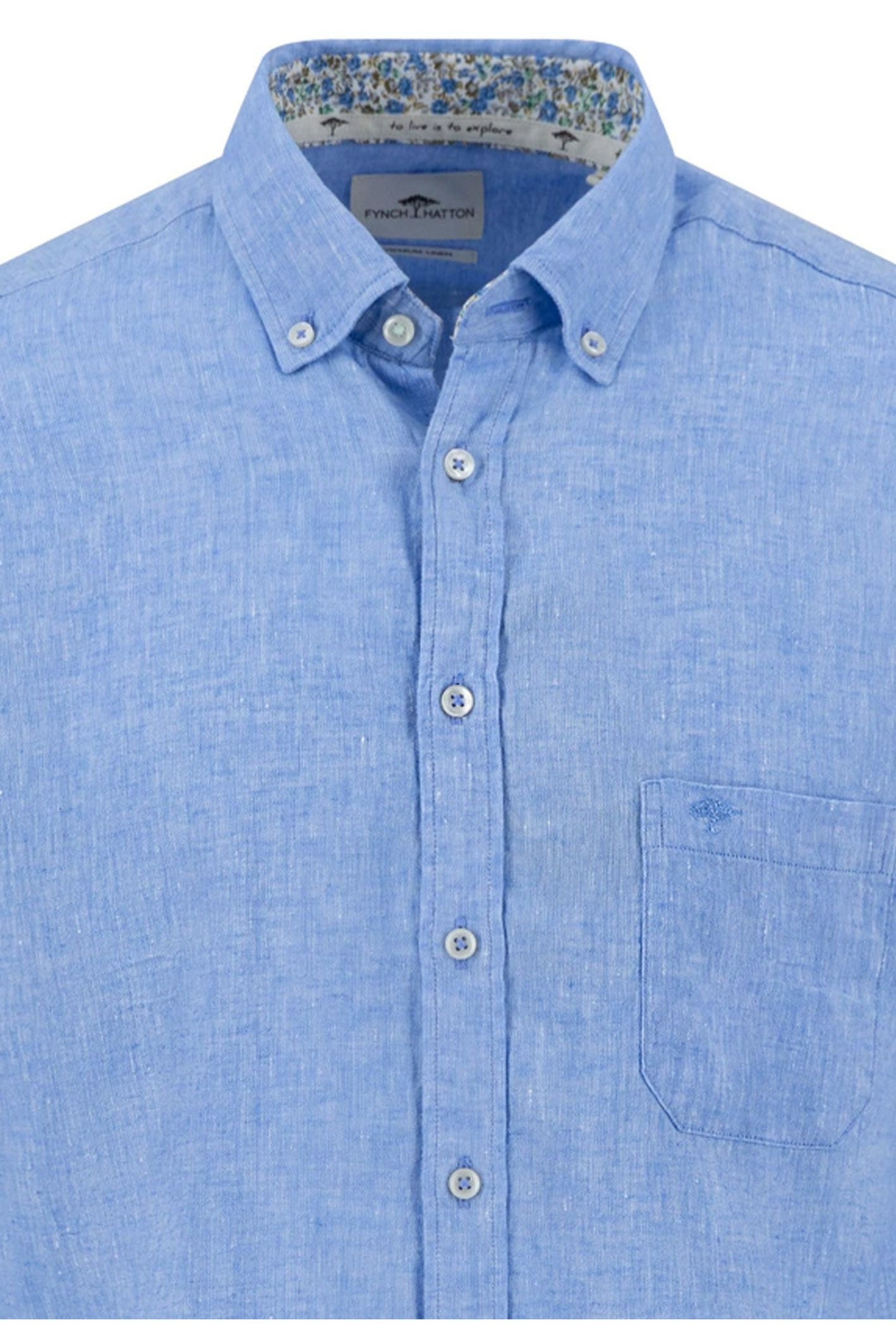 Fynch-Hatton Casual Fit linen shirt Crystal Blue, One Colour | Hemden.de