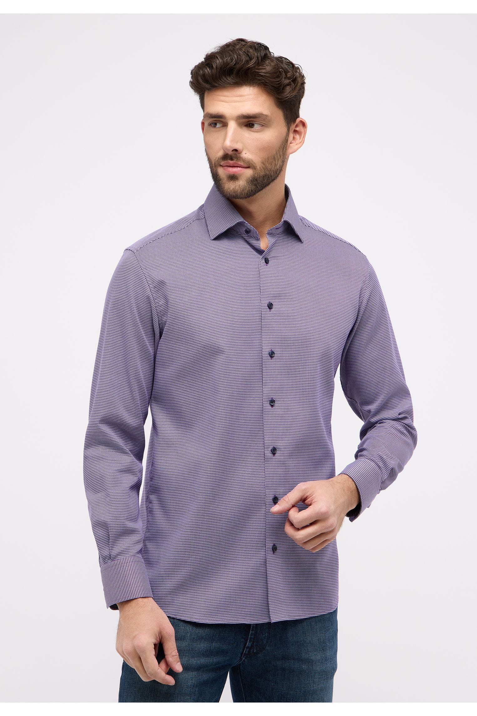 Eterna Modern Fit shirt Flieder-lila, Textured | Businesshemden.com
