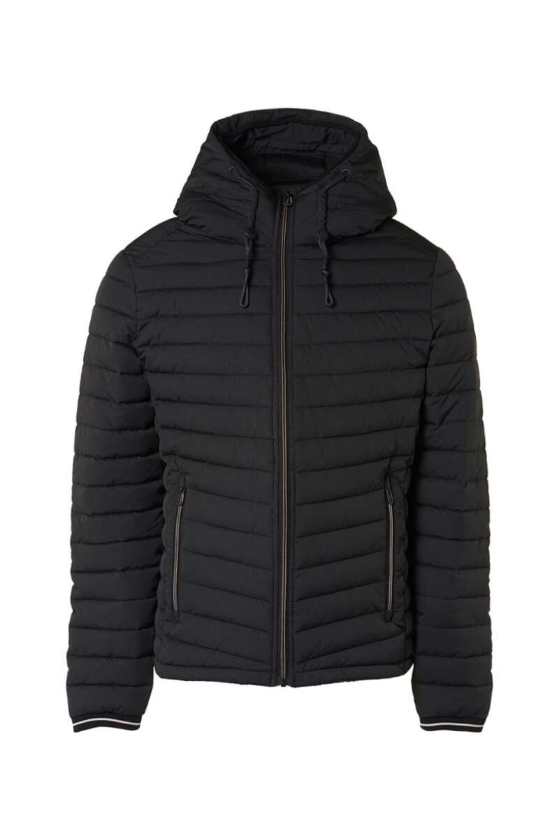 No Excess Regular Fit Herren quilted jacket hood black | Businesshemden.com
