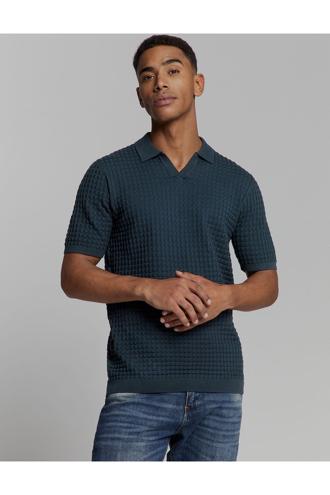 No Excess Regular Fit polo shirt dark blue, jacquard pattern | Hemden.de