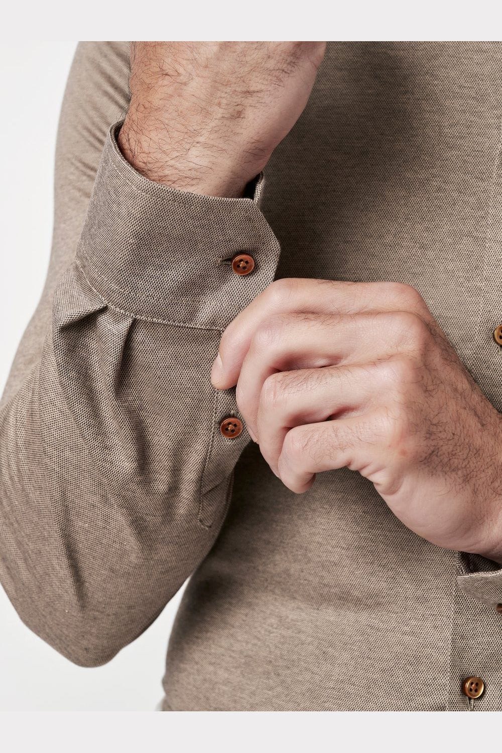 Desoto Luxury Tailored Fit Jerseyhemd Sand Grey, Einfarbig | Hemden.de