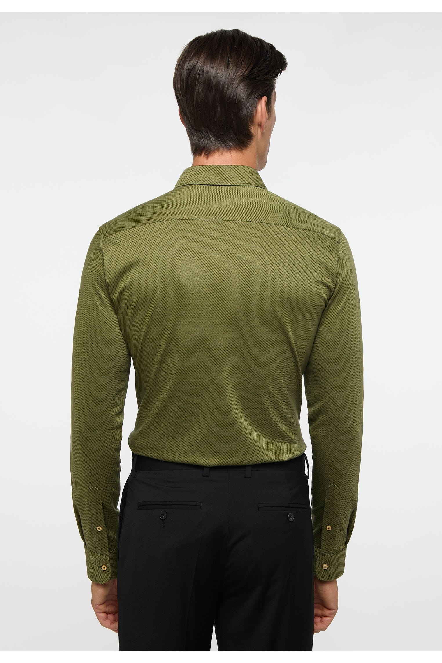 Eterna 1863 Slim Fit jersey shirt green, Textured | Hemden.de