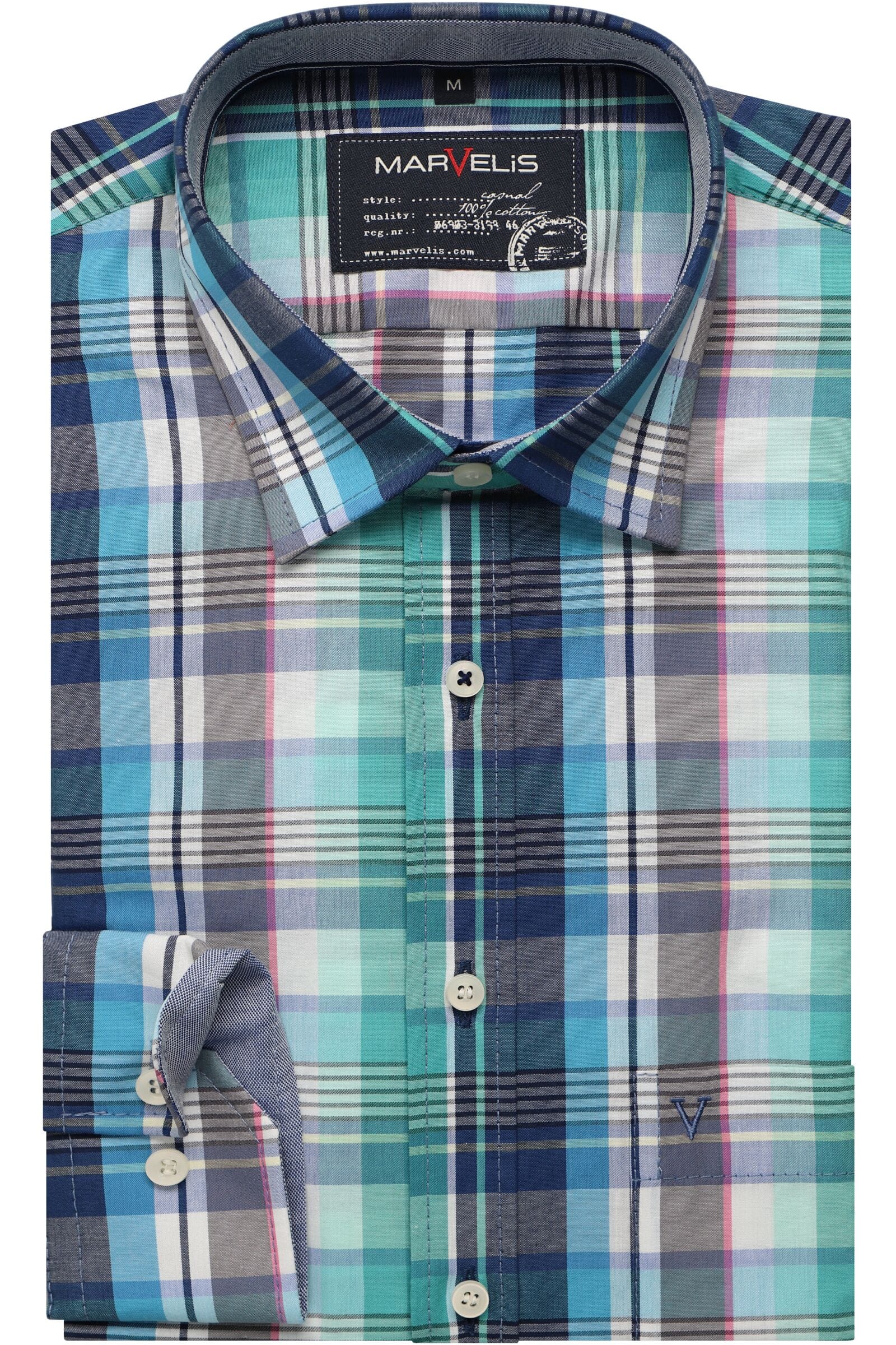 Marvelis Casual Regular Fit shirt mint, Chequered | Hemden.de