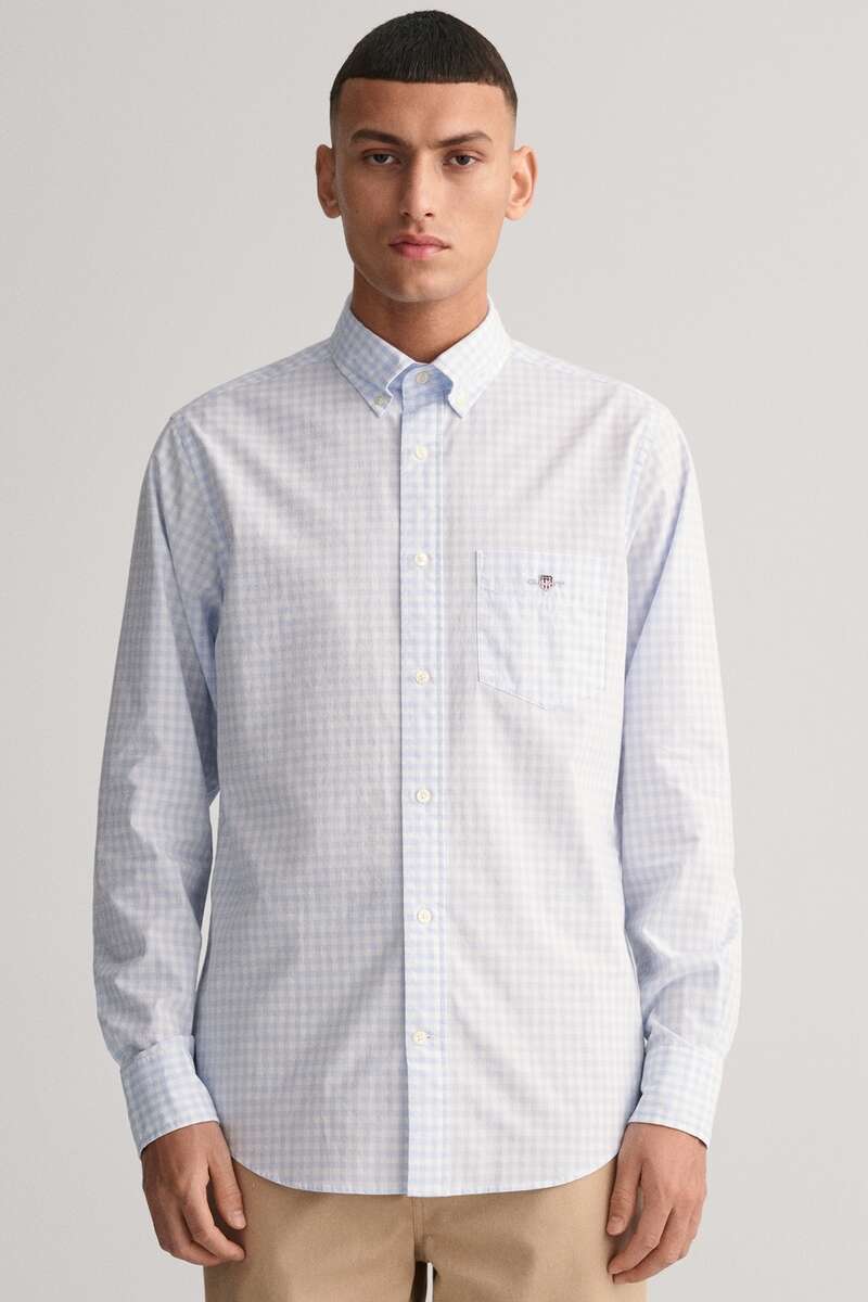 GANT Regular Fit shirt bright blue, Chequered | Businesshemden.com