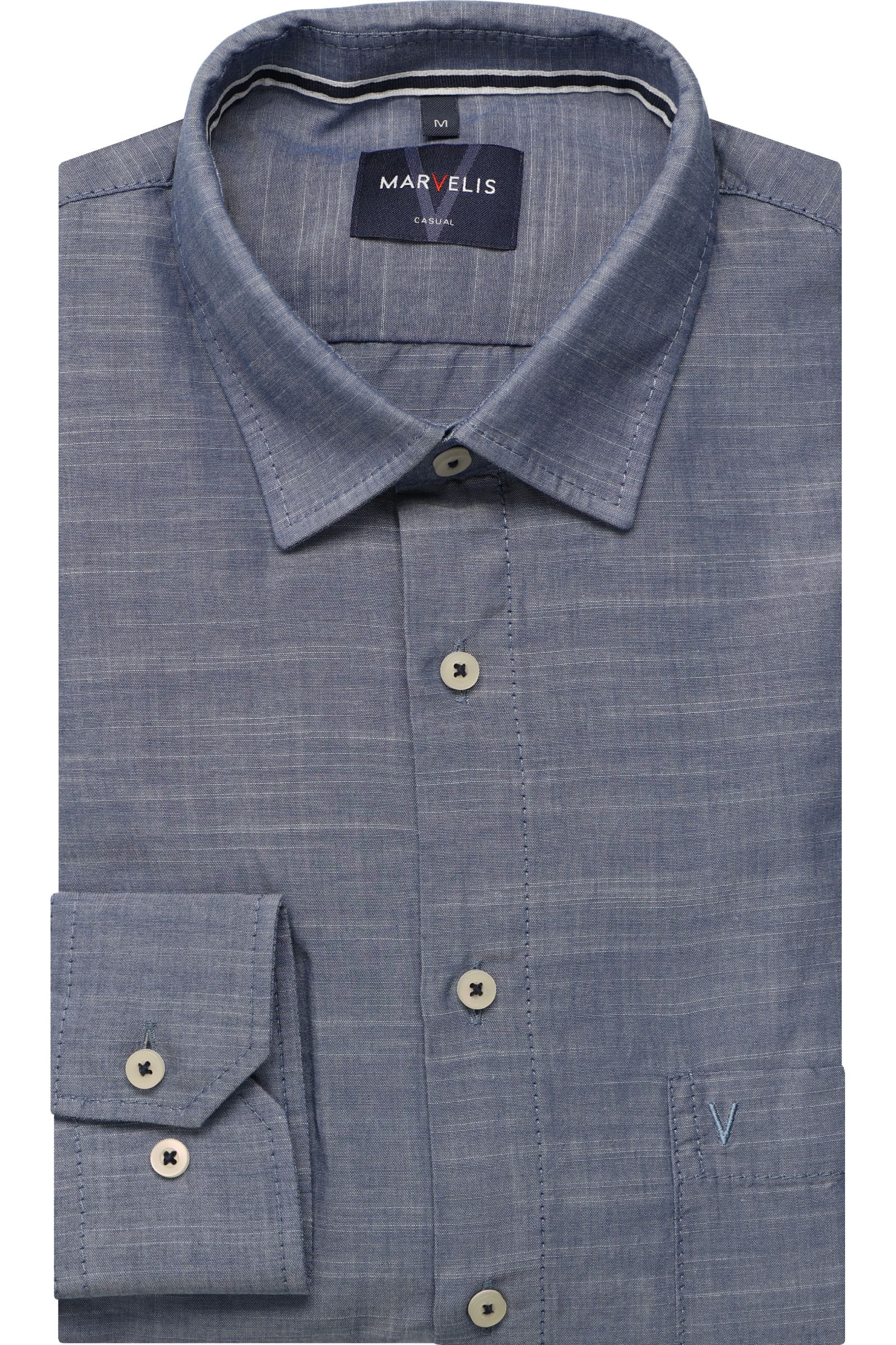 Marvelis Casual Regular Fit Tencel shirt blue, One Colour | Hemden.de