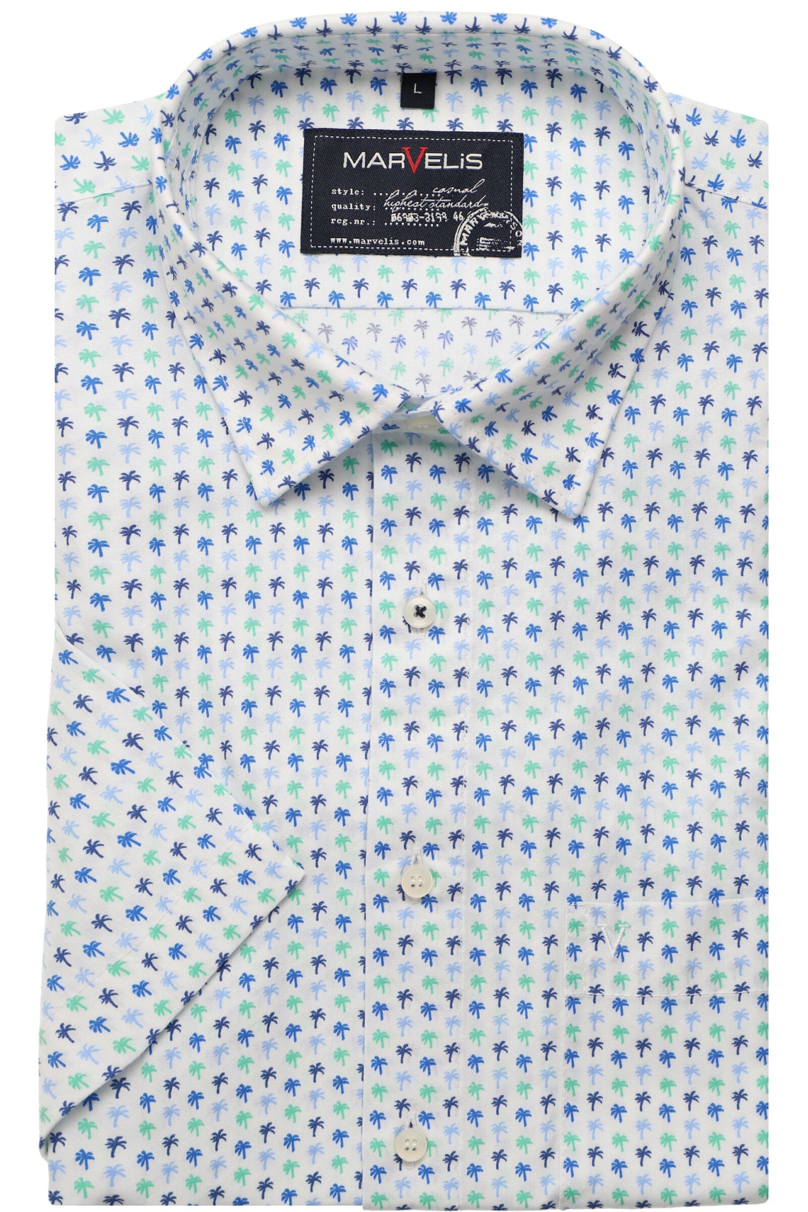 Marvelis Casual Regular Fit Tencel shirt bleu, print | Hemden.de