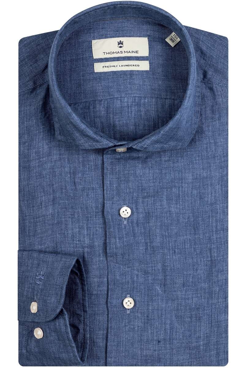 Thomas Maine Tailored Fit linen shirt dark blue, One Colour | Hemden.de