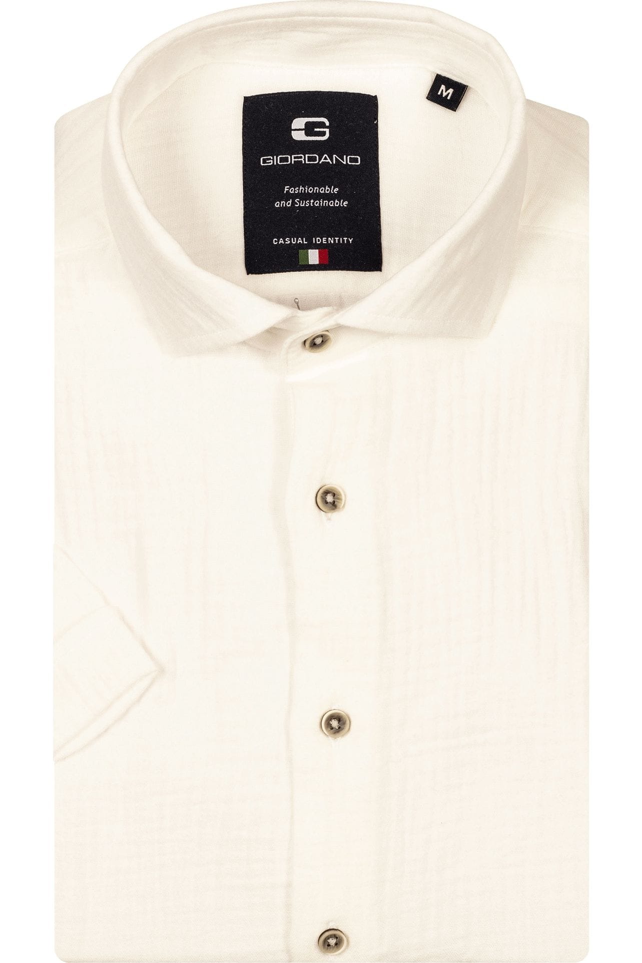 Giordano Front Regular Fit Overhemd wit, Effen | Overhemden.com