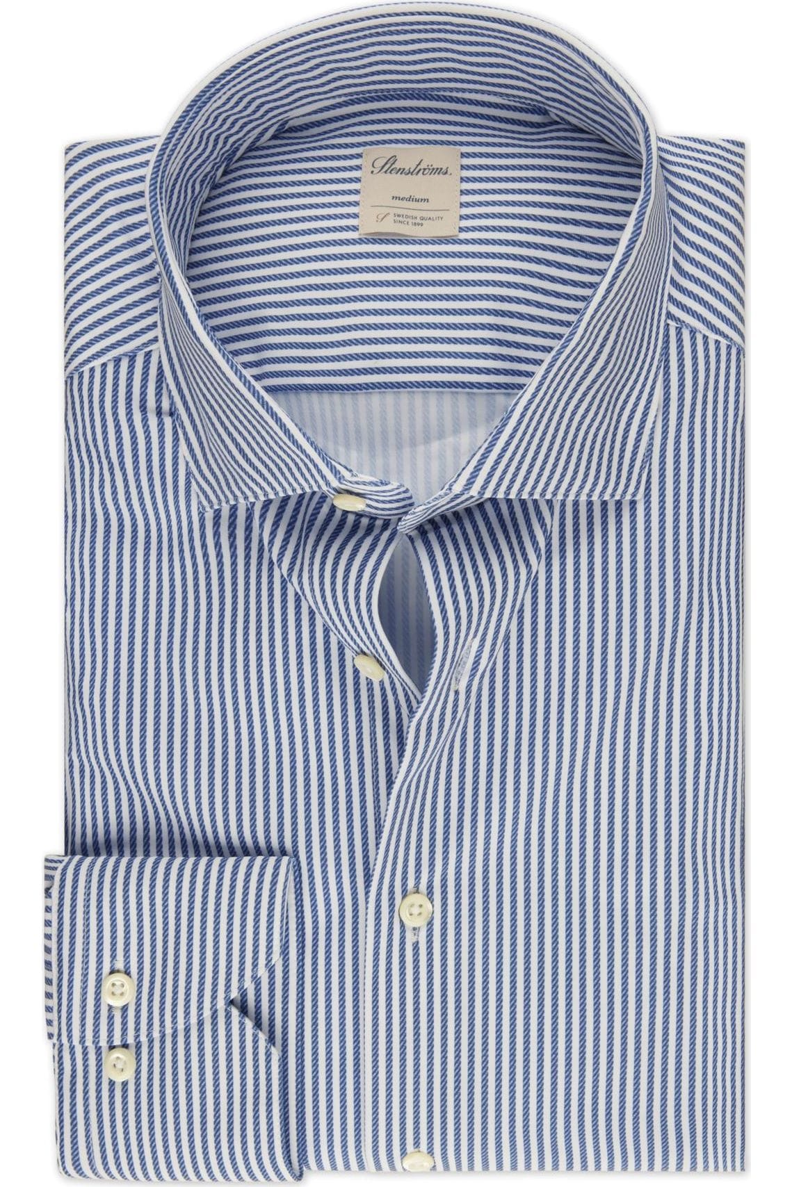 Stenströms Slimline Jersey shirt donkerblauw, Gestreept | Overhemden.com