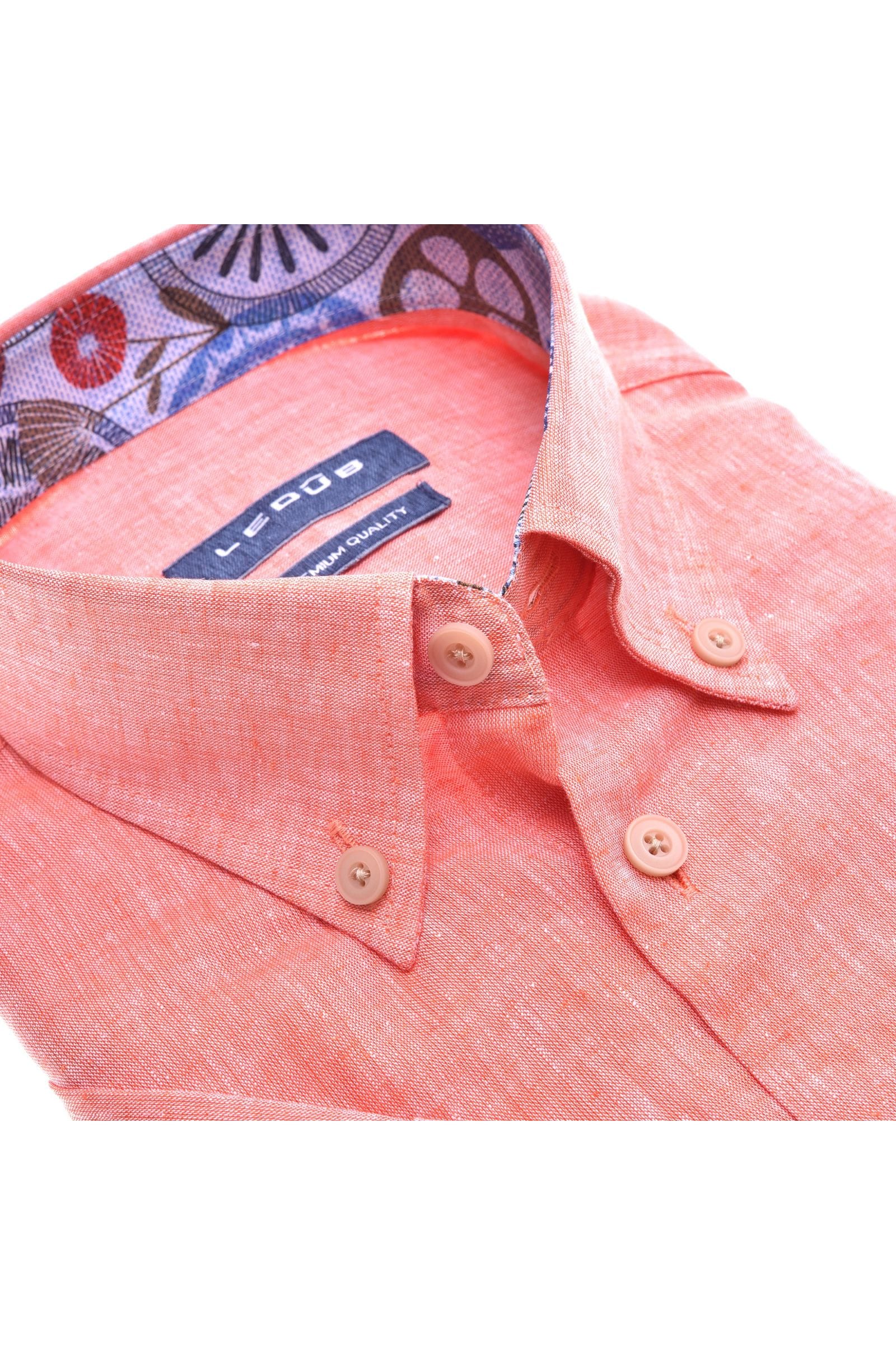 Ledȗb Modern Fit linen shirt light-red, One Colour | Businesshemden.com