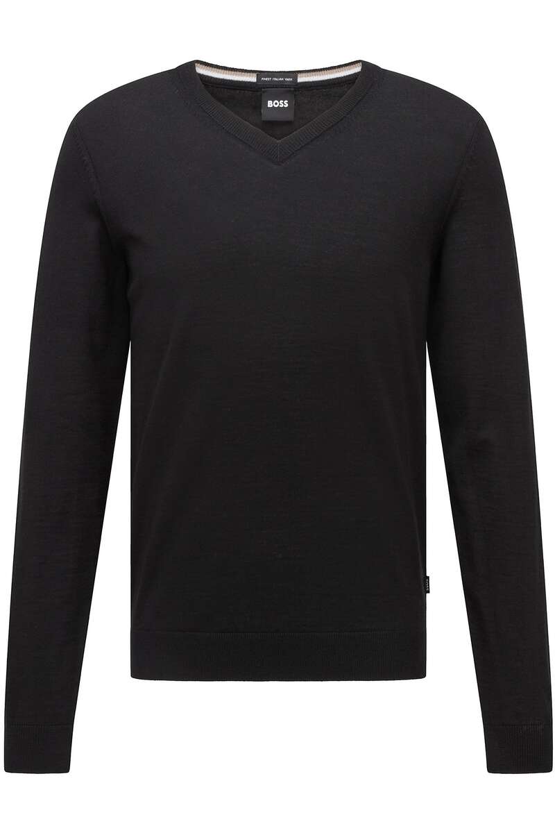 BOSS Slim Fit Trui V-hals zwart, Effen | Overhemden.com