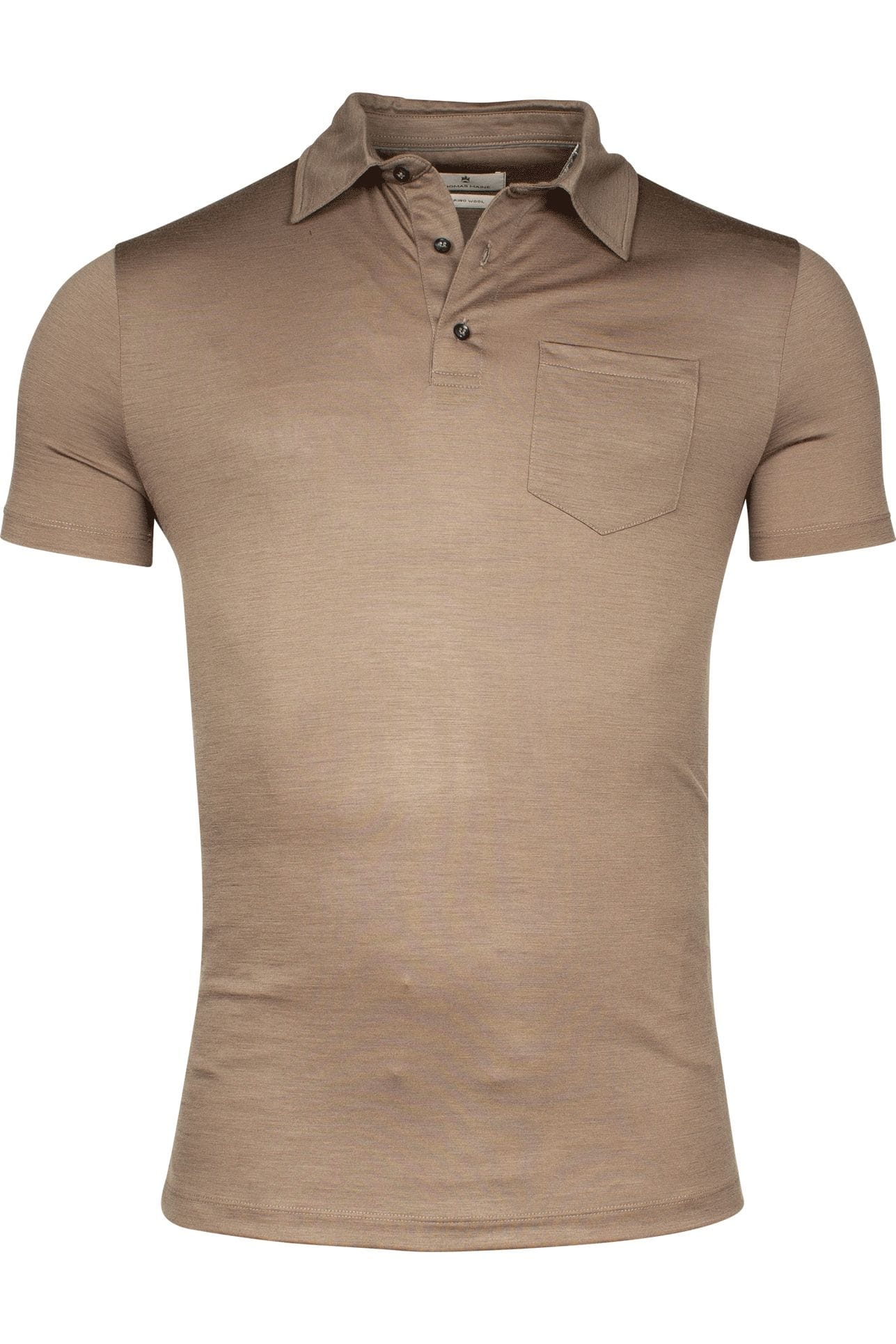Thomas Maine Tailored Fit Polo shirt bruin, Effen | Overhemden.com