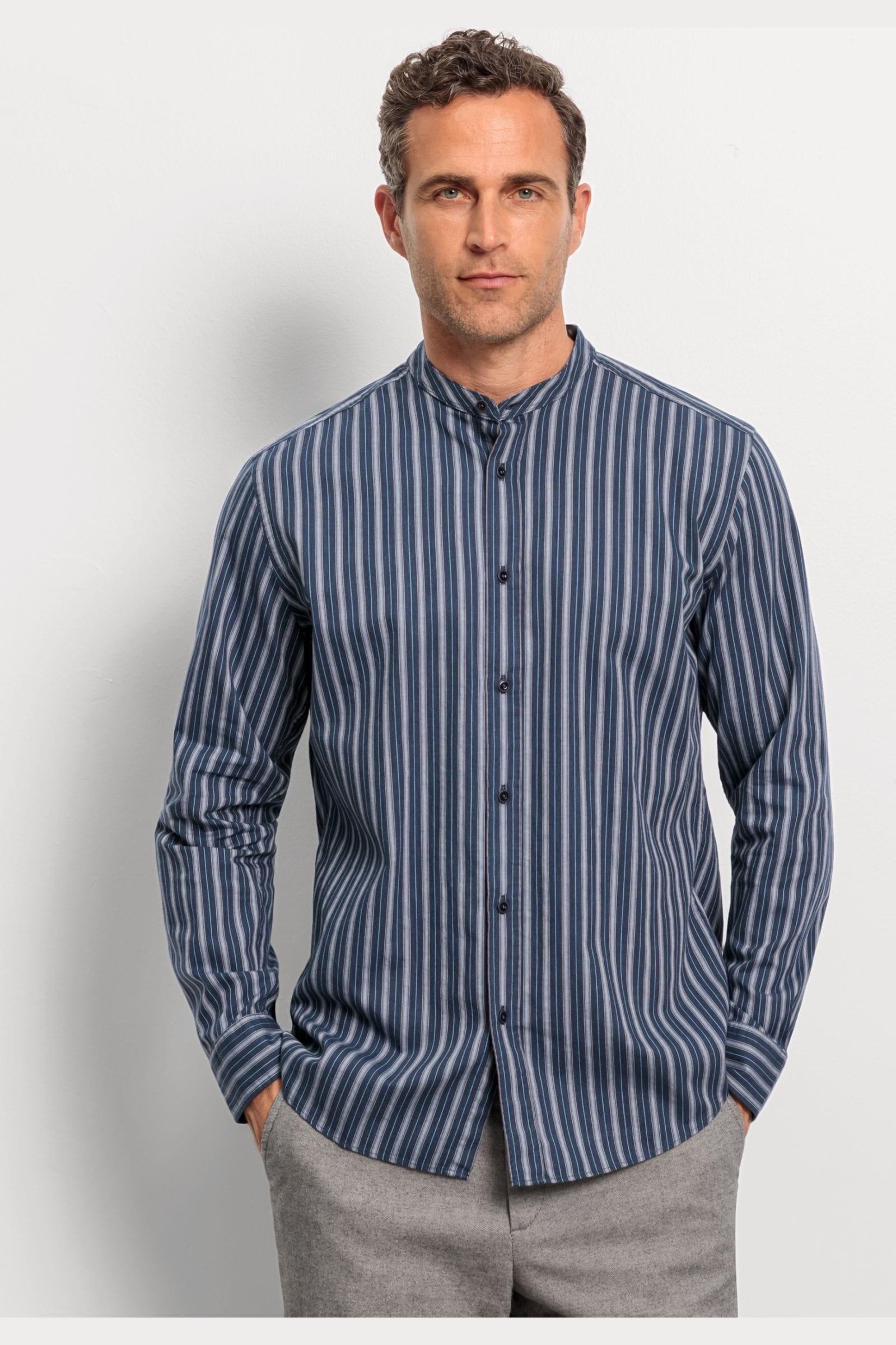Olymp Casual Regular Fit shirt marine, Striped | Hemden.de