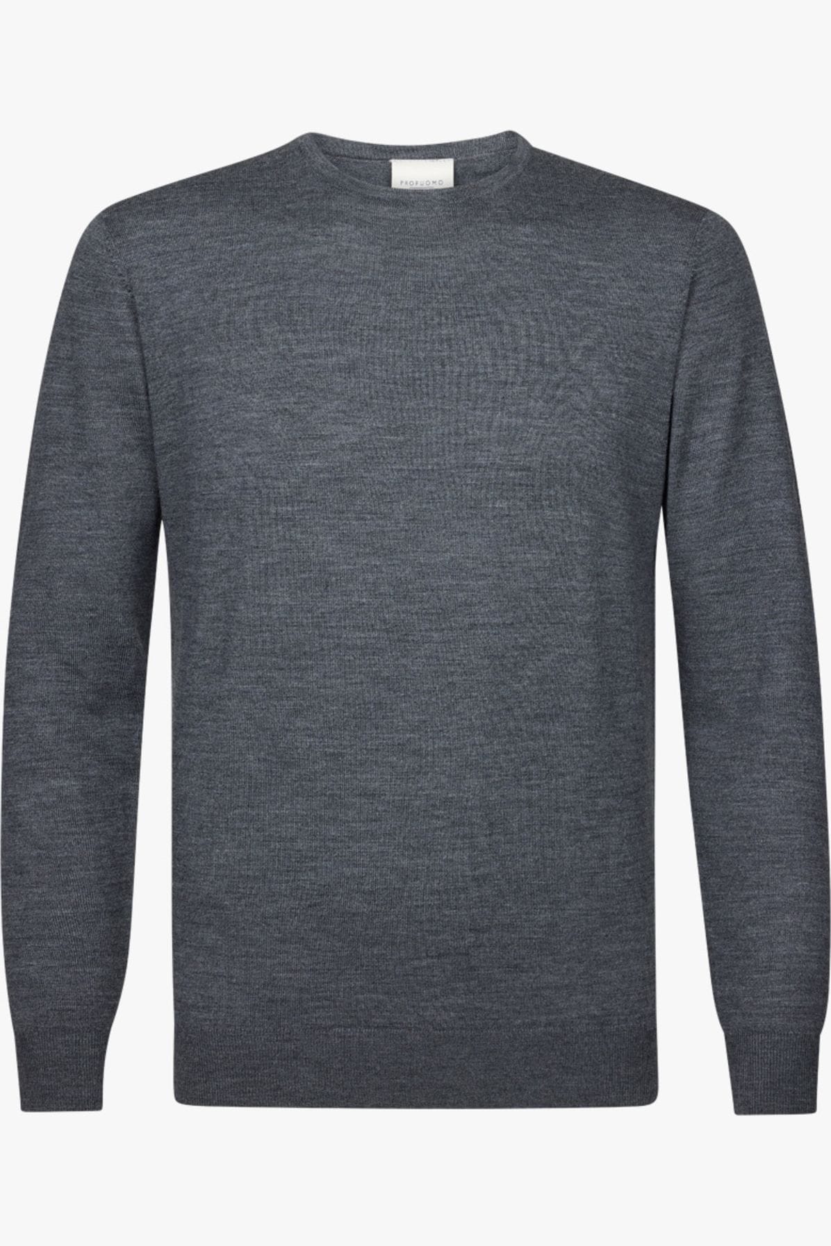Profuomo Normal Fit Pullover Rundhals anthrazit, Einfarbig | Hemden.de