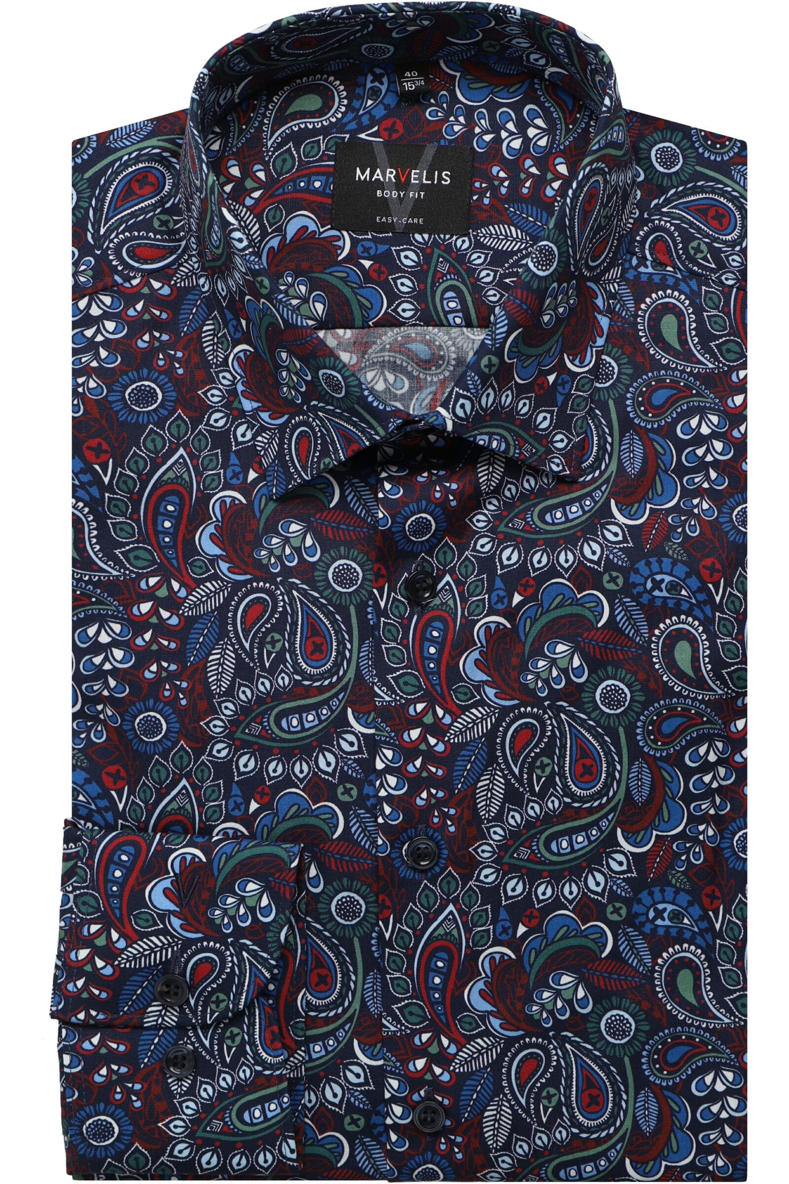 Marvelis Body Fit Hemd rot, Bedruckt | Hemden.de