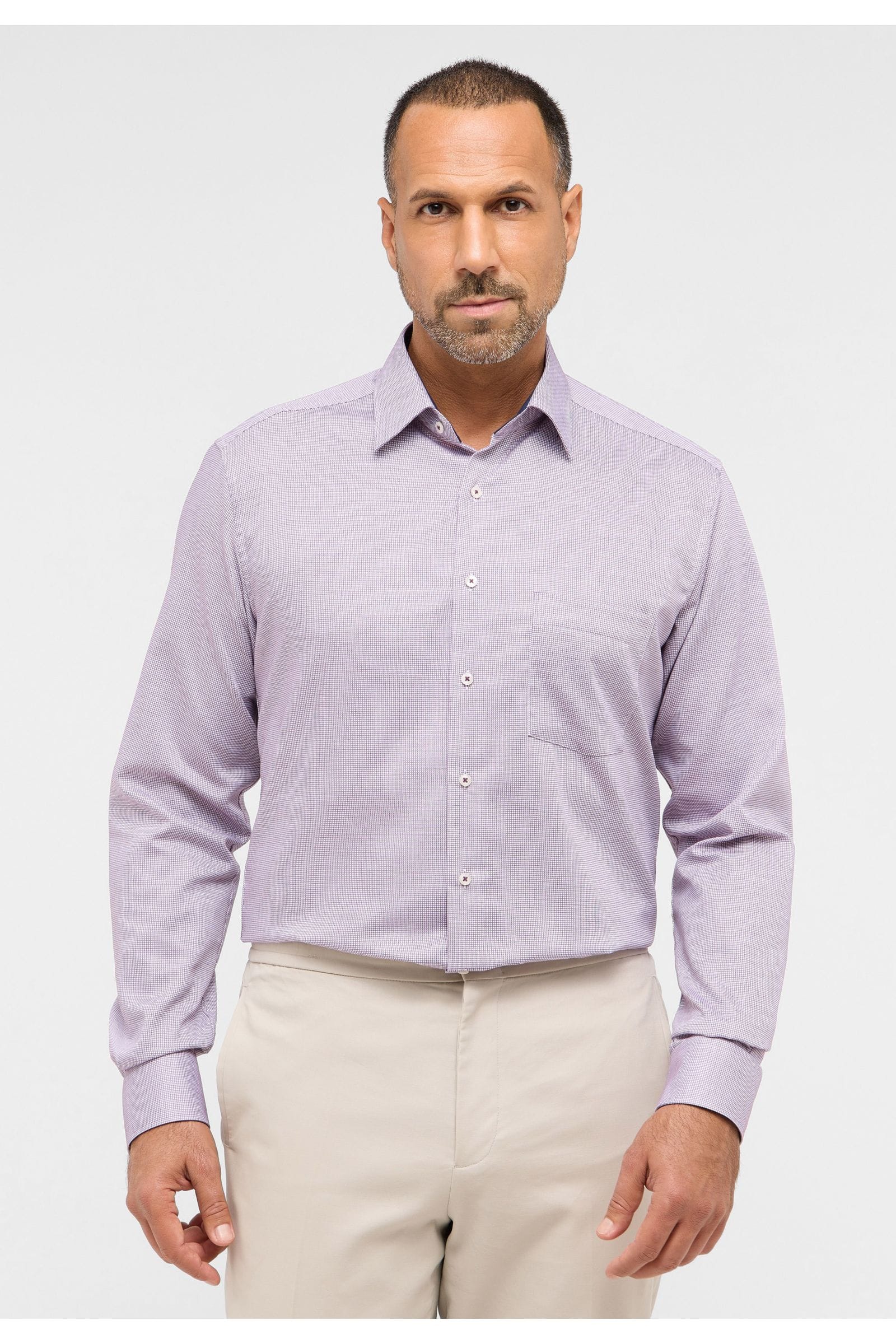 Eterna Modern Fit shirt lilac, Textured | Businesshemden.com