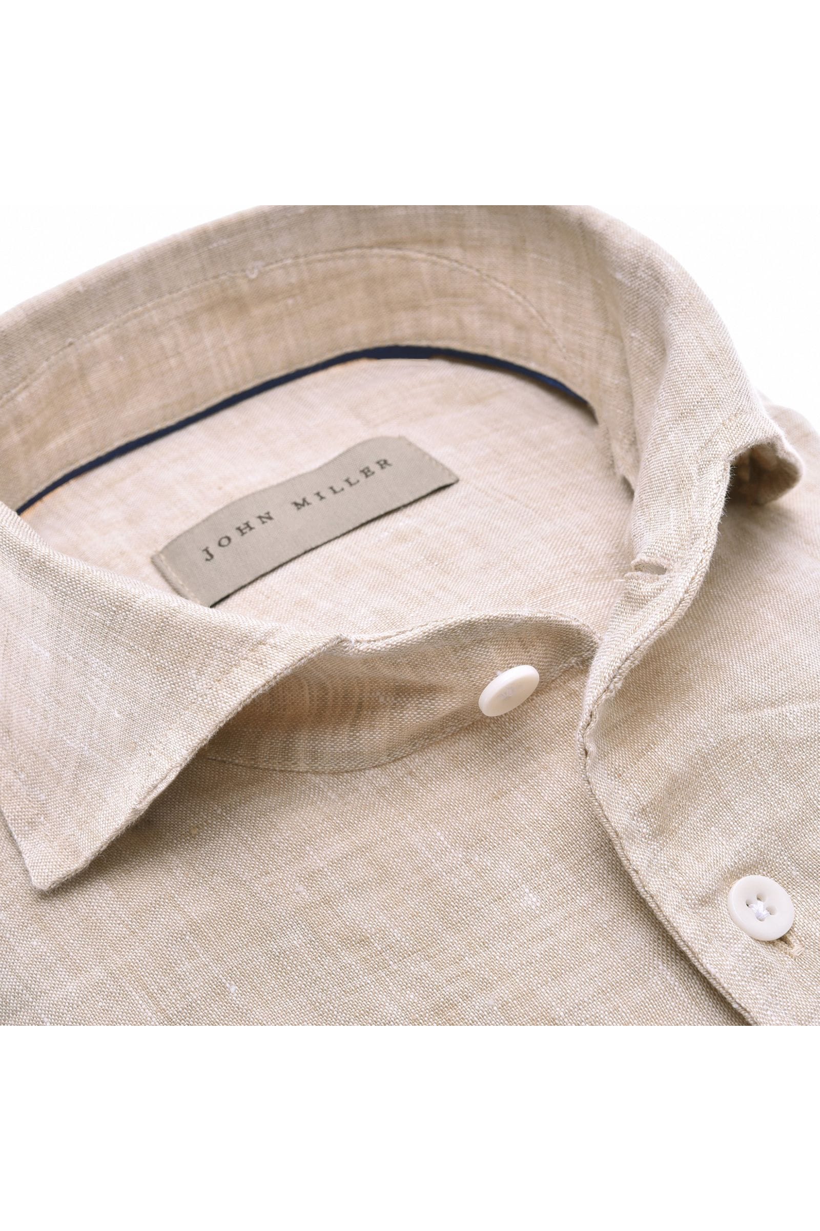 John Miller Slim Fit linen shirt light brown, One Colour | Hemden.de