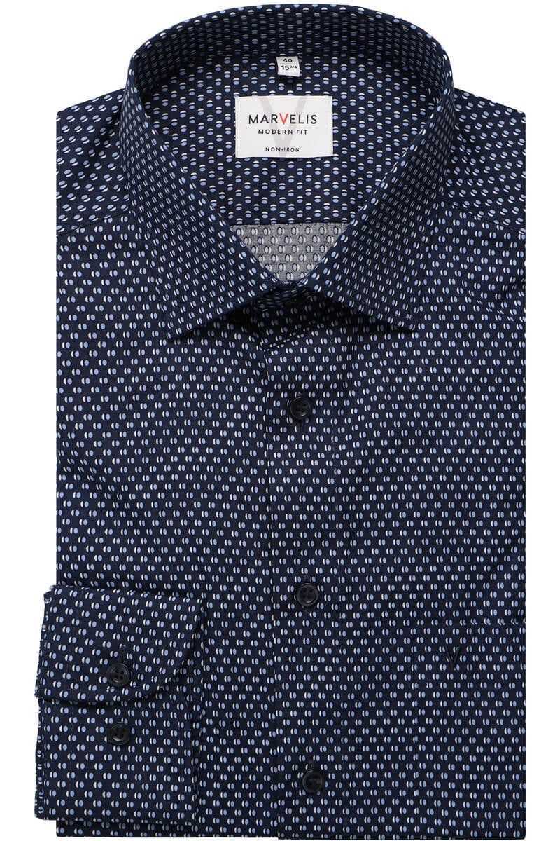 Marvelis Modern Fit shirt marine, Chequered | Businesshemden.com