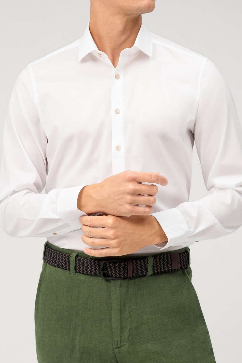 OLYMP Level Five Body Fit Overhemd wit, Faux-uni | Overhemden.com