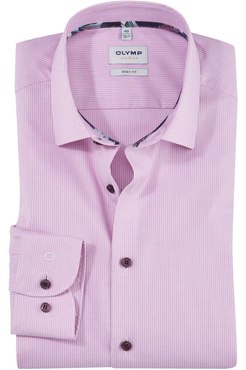 OLYMP Level Five Body Fit Hemd rose, Strukturiert | Businesshemden.com