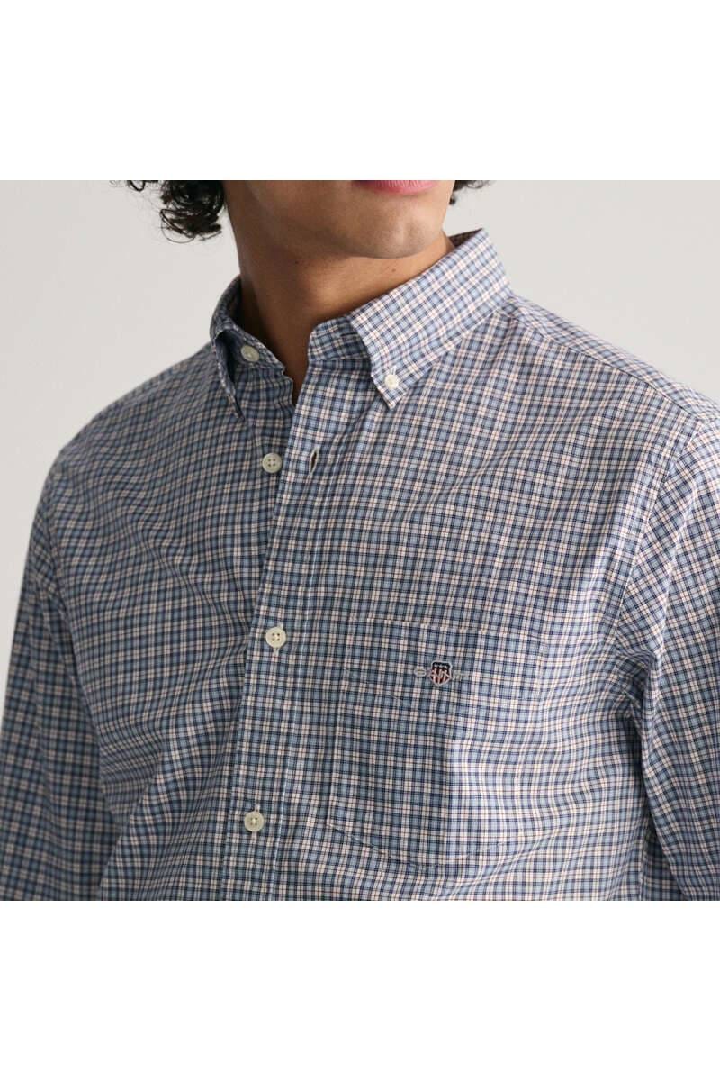 GANT Regular Fit Chemise Dove Blue, A carreaux | Overhemden.com FR-BE