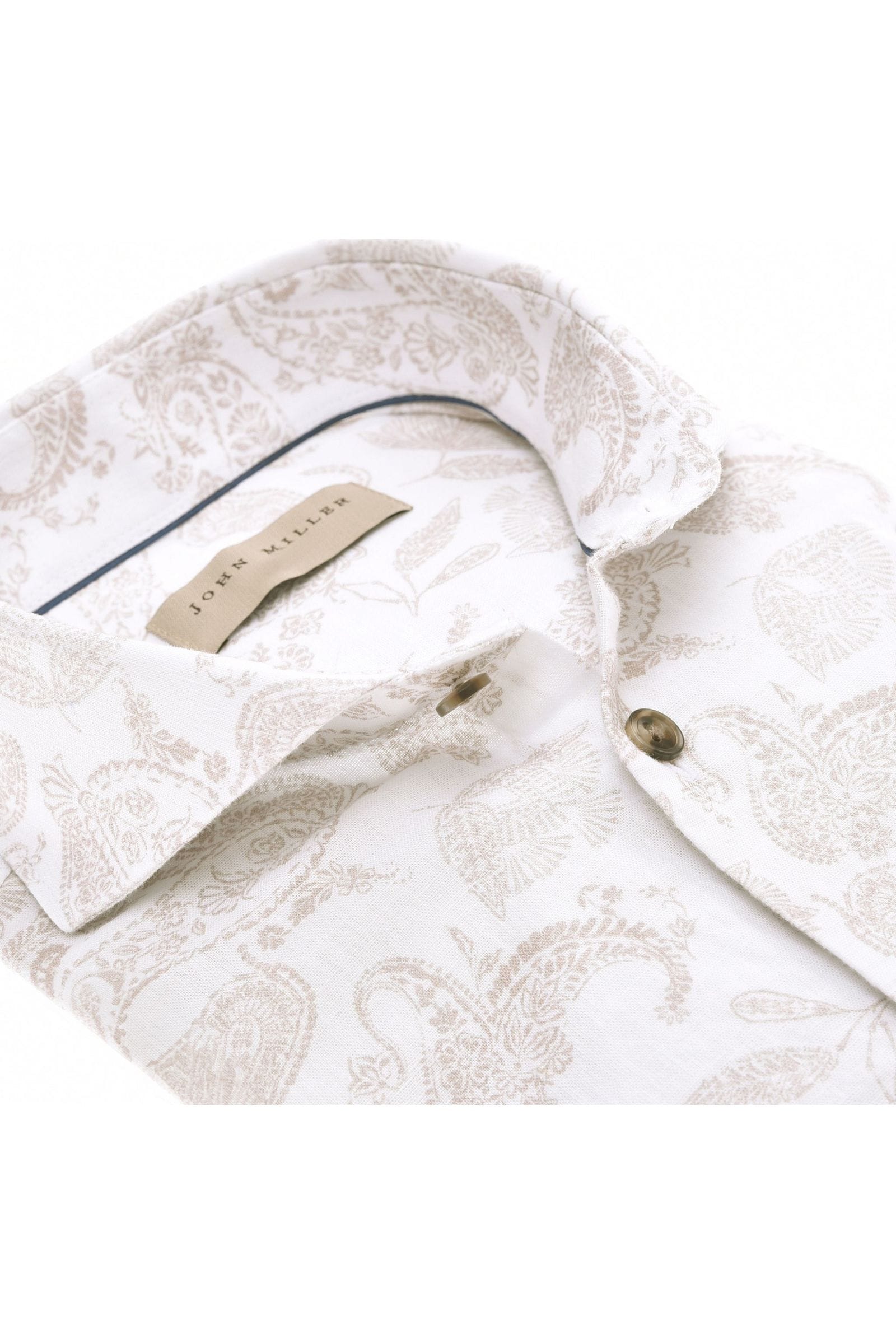 John Miller Tailored Fit linen shirt beige, Paisley | Businesshemden.com