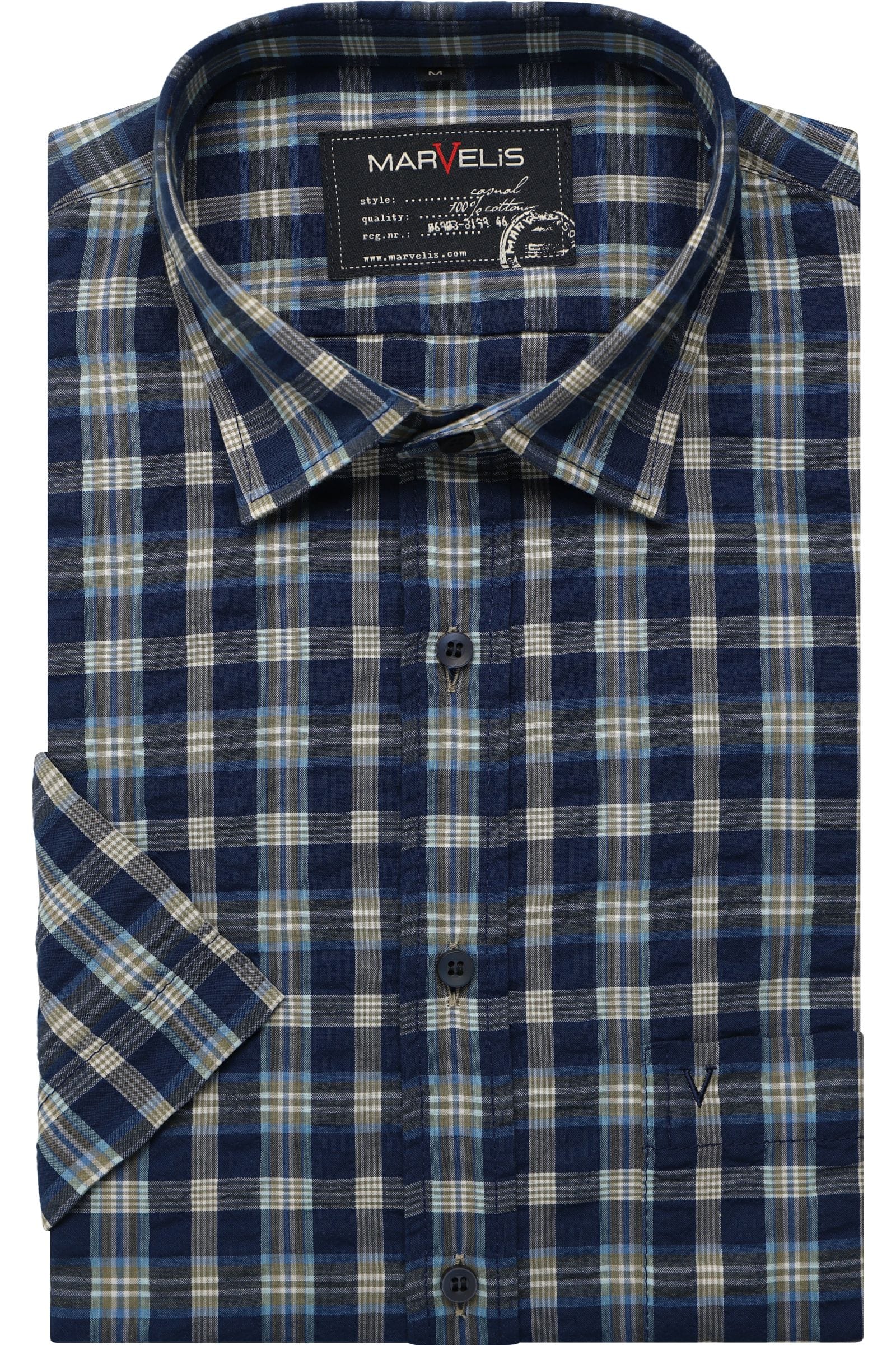 Marvelis Casual Regular Fit shirt marine, Chequered | Hemden.de