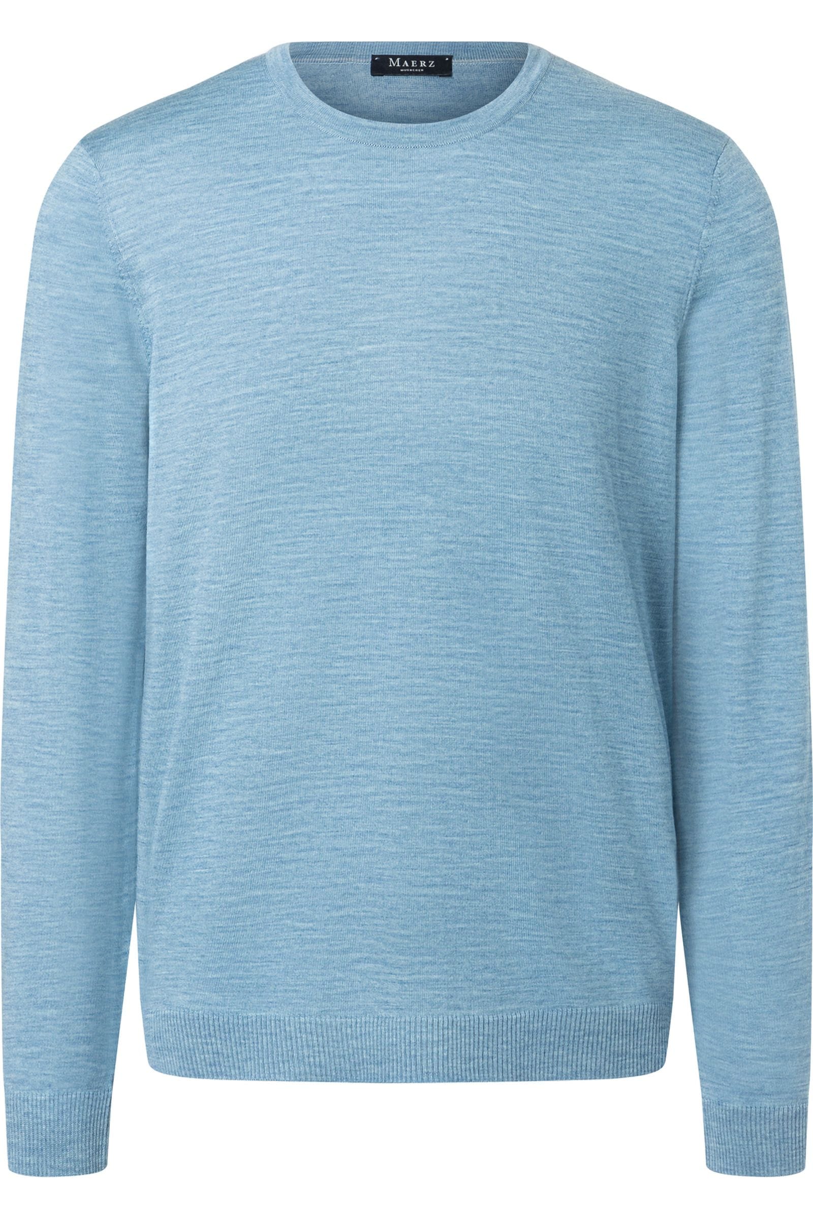 März Modern Fit pullover round neck Ocean Aqua, One Colour | Hemden.de