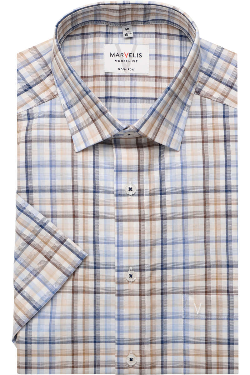 Marvelis Modern Fit Hemd beige, Kariert | Hemden.de