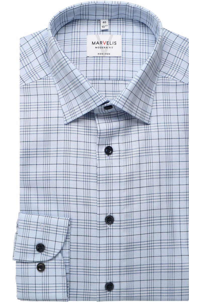 Marvelis Modern Fit shirt bleu, Chequered | Hemden.de