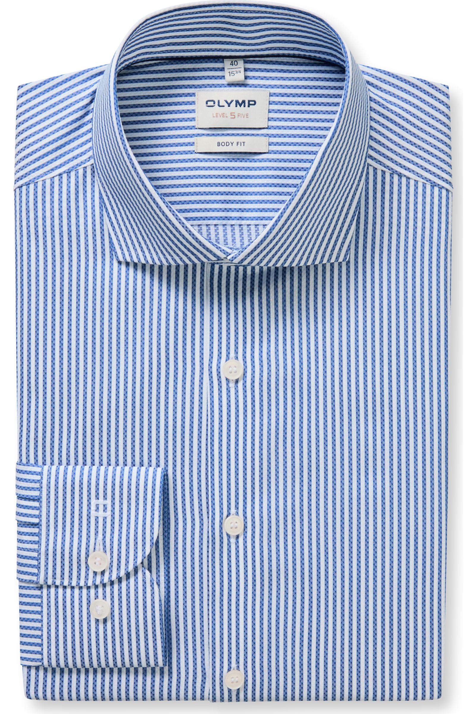 Olymp Level Five Body Fit shirt blue, Striped | Hemden.de