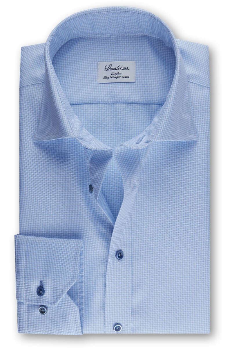 Stenströms Classic Fit shirt bright blue, Houndstooth | Hemden.de