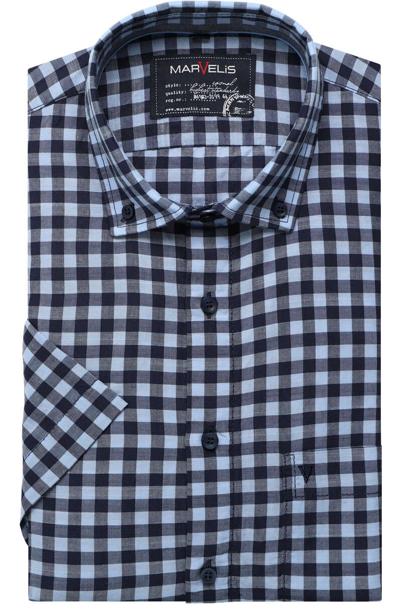 Marvelis Casual Modern Fit shirt blue, Chequered | Businesshemden.com