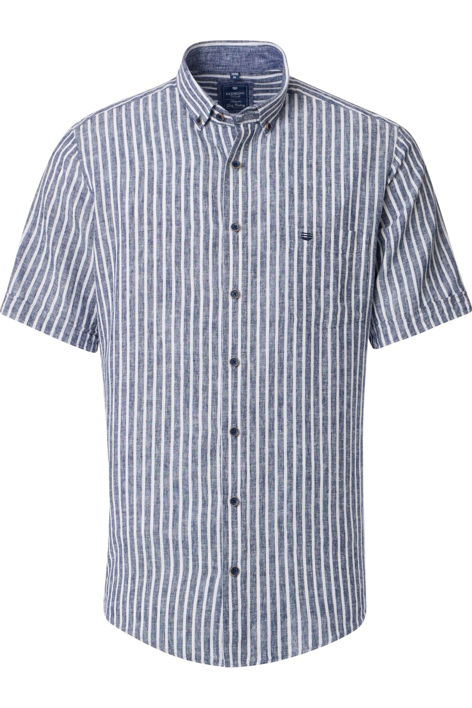 Redmond Casual Regular Fit Linnen Overhemd blauw, Gestreept ...