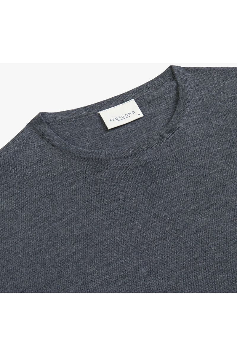 Profuomo Regular Fit Herren Pullover Rundhals anthrazit | Businesshemden.com
