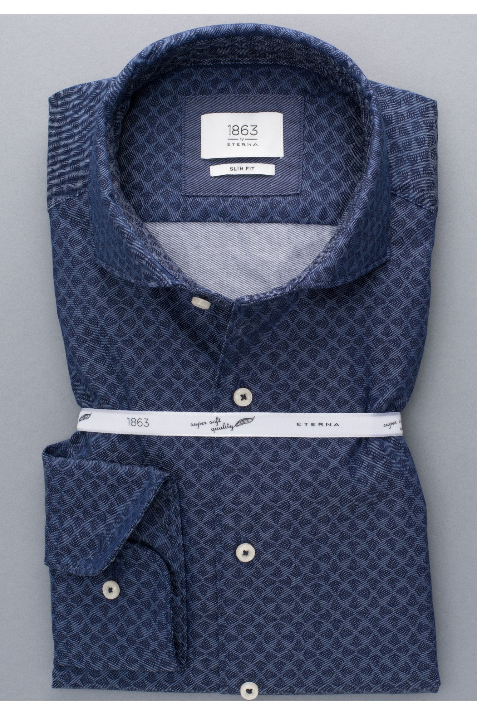 ETERNA 1863 Slim Fit Overhemd jeans/blauw, Bedrukt | Overhemden.com