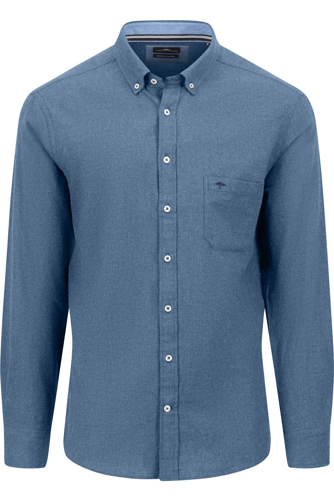 Fynch-Hatton Casual Fit flannel shirt Cloud Blue, One Colour | Hemden.de