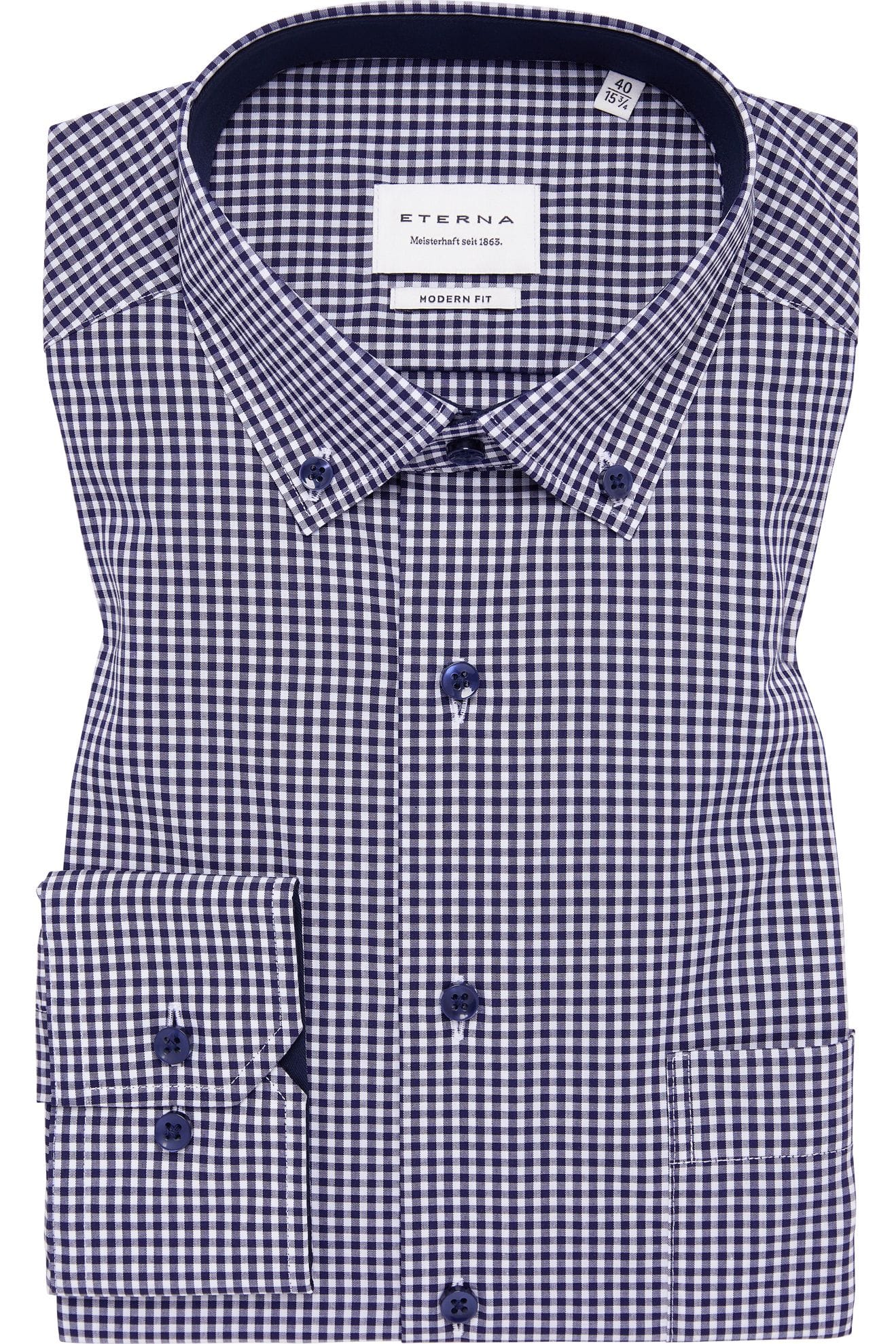 Eterna Modern Fit shirt dark blue, Chequered | Businesshemden.com