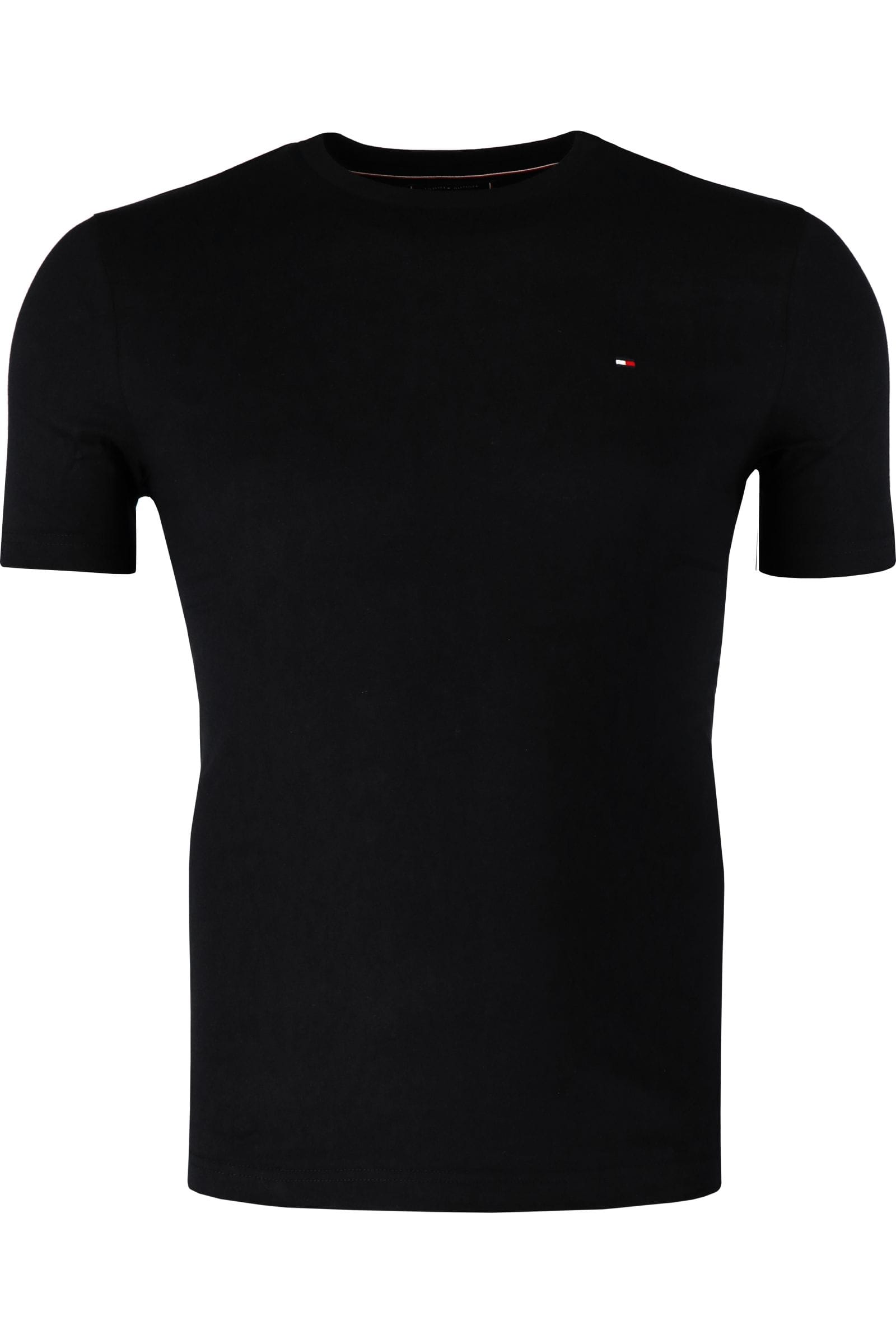 Tommy Hilfiger Regular Fit T-Shirt ronde hals zwart, Effen | Overhemden.com