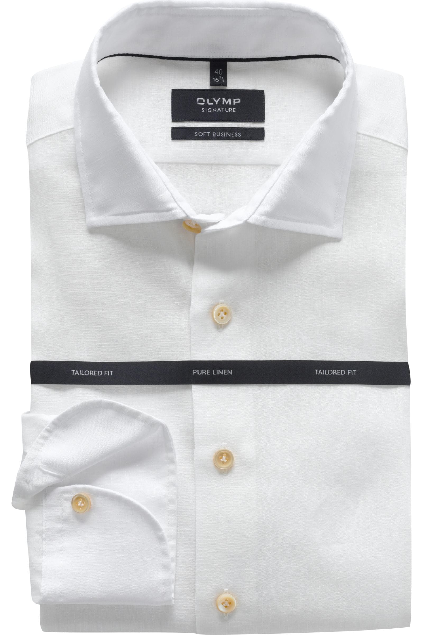 OLYMP SIGNATURE Casual Tailored Fit Linnen Overhemd champagne, Effen ...