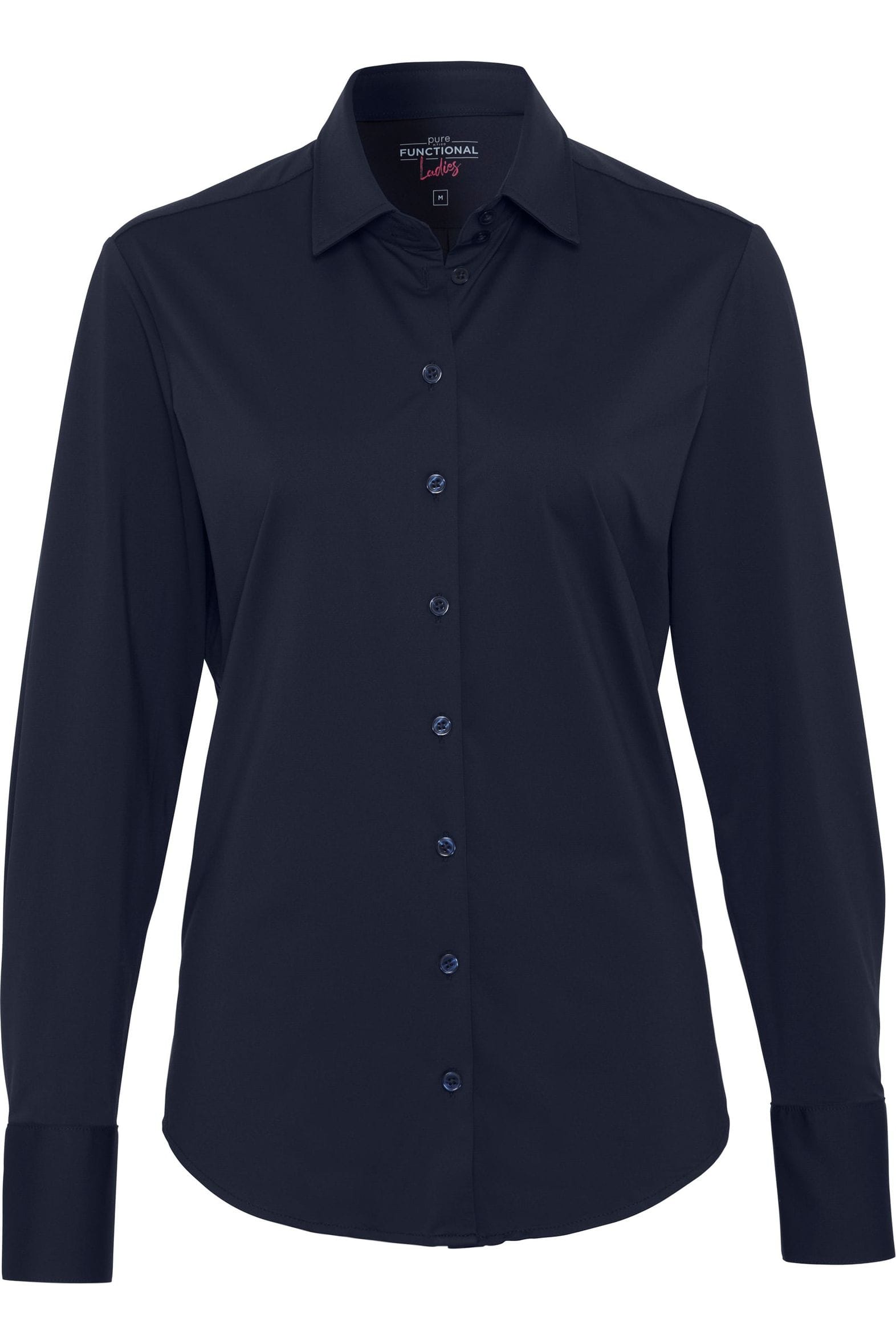 Pure Modern Fit Dames Overhemd marine, Effen | Overhemden.com
