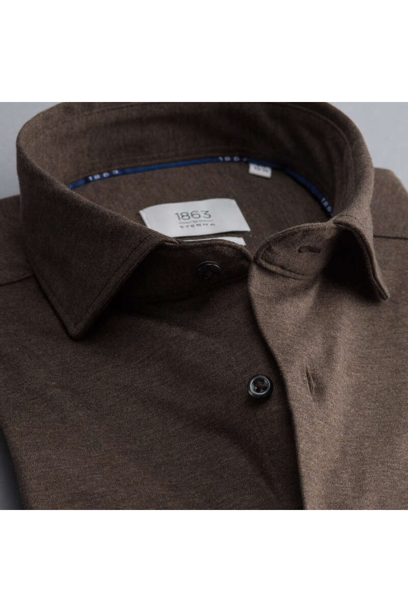 Eterna 1863 Slim Fit jersey shirt dark brown, One Colour | Hemden.de