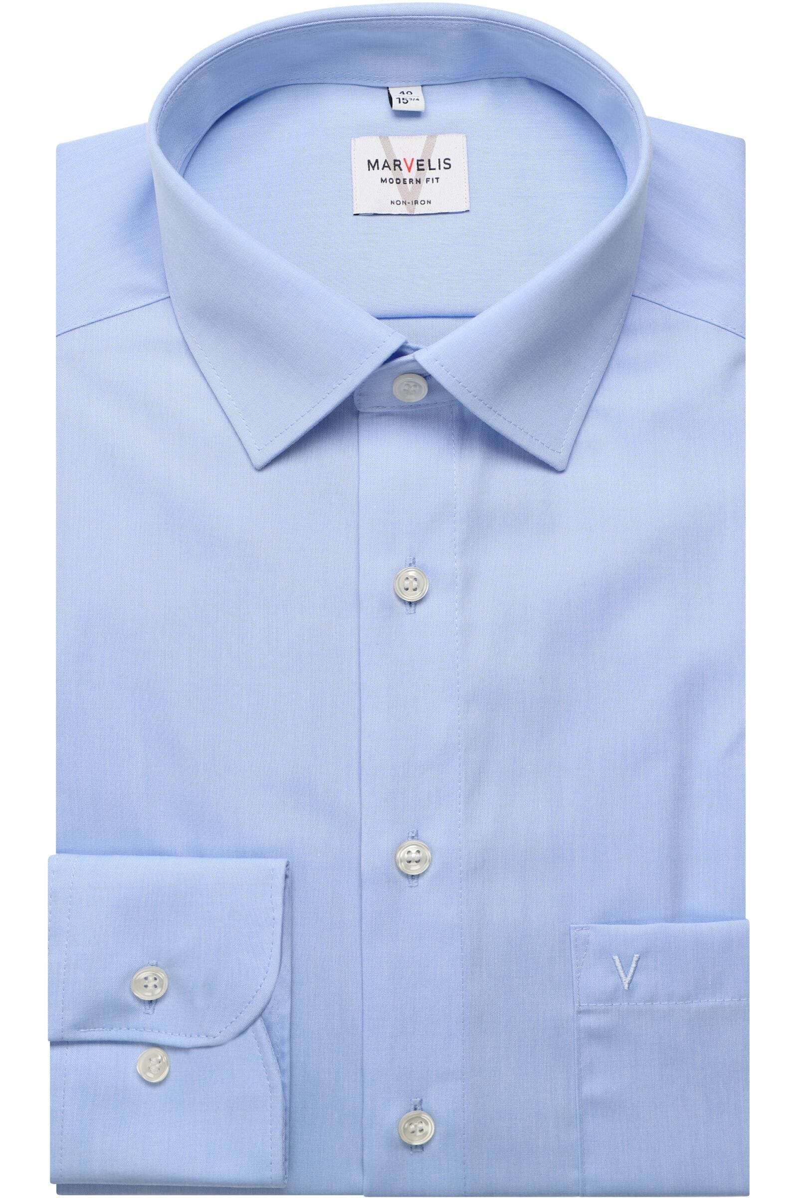 Marvelis Modern Fit Hemd bleu, Einfarbig | Hemden.de