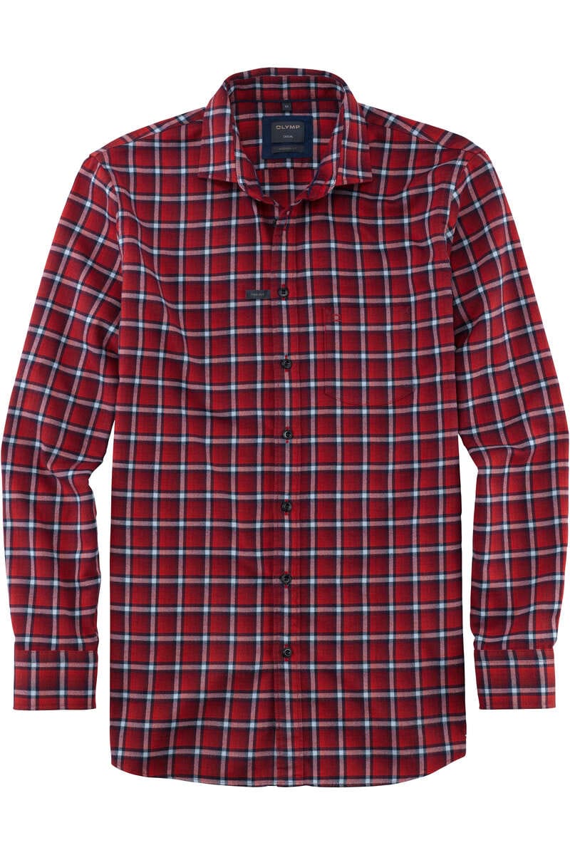 Hochwertiges OLYMP Casual Modern Fit Flanellhemd in der Farbe rot ...
