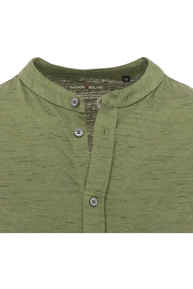 Marvelis Casual Regular Fit Longsleeve oliv, Faux-uni | Hemden.de