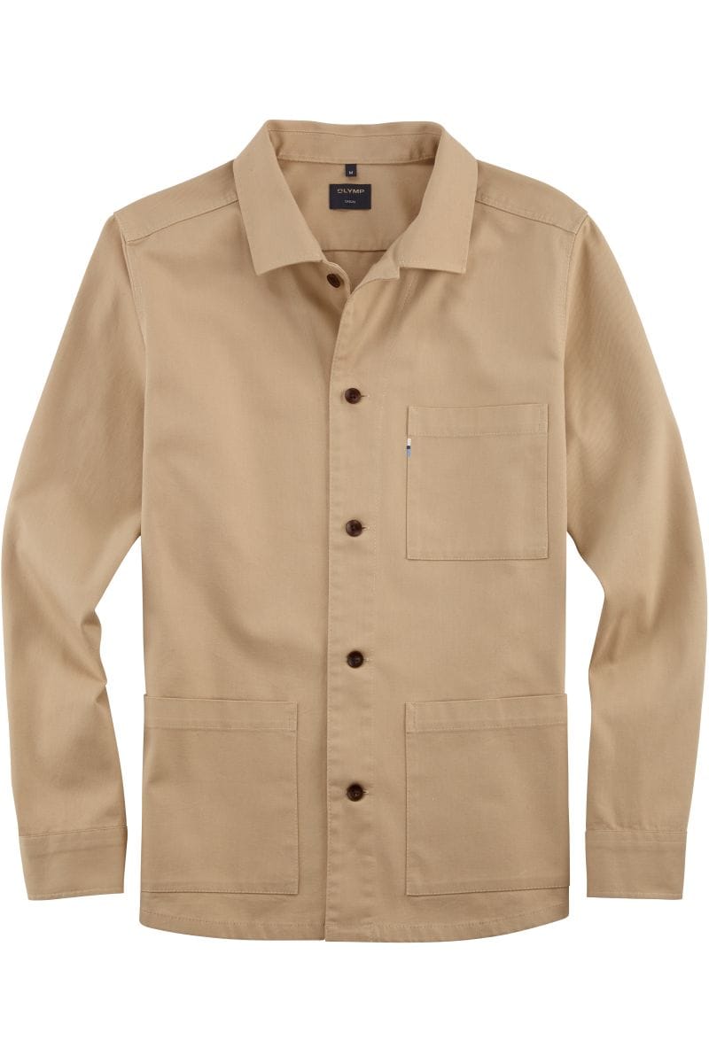 OLYMP Casual Overshirt Overshirt beige, Effen | Overhemden.com