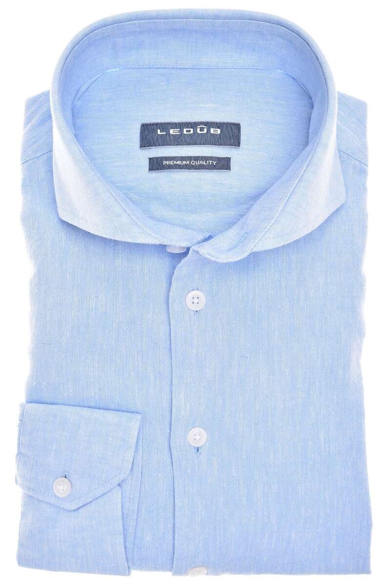 Ledȗb Slim Fit linen shirt bright blue, One Colour | Businesshemden.com